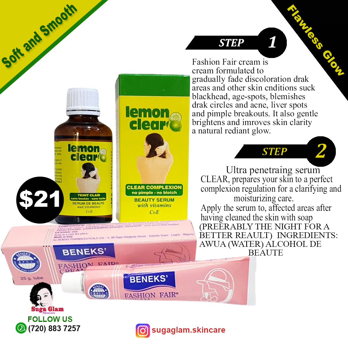 LEMON CLEAR AND FASHION FAIR CREAM (SET) – Suga Glam Skincare